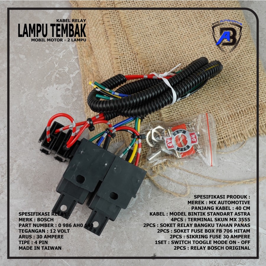 Jual Kabel Relay Set Lampu Foglamp Lampu Mobil Motor Dengan Relay Bosch ...