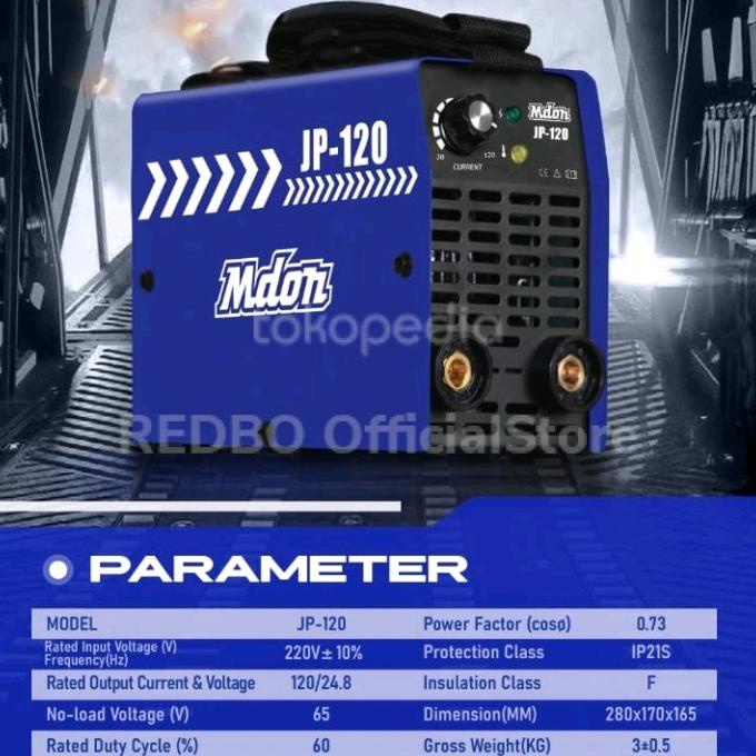 Jual Mesin Las Mdon Jp 120 450 watt Inverter Travo las mma Las Listrik ...