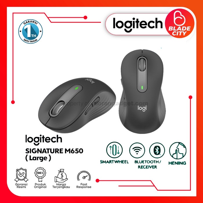 Jual Logitech Signature M650L (Large) Mouse Wireless Bluetooth Silent ...