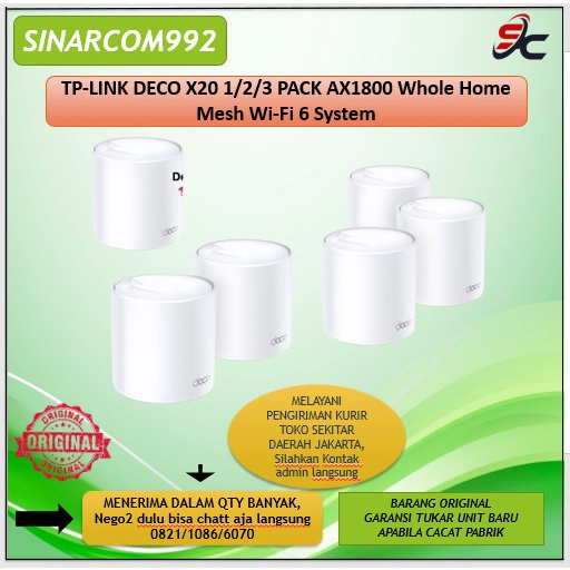 Jual TP-LINK DECO X20 1/2/3 PACK AX1800 Whole Home Mesh Wi-Fi 6 System ...