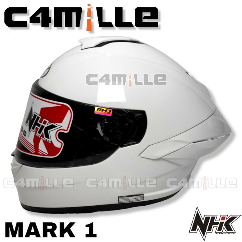 Jual HELM NHK MARK 1 SOLID WHITE SINGLE VISOR FULL FACE | Shopee Indonesia