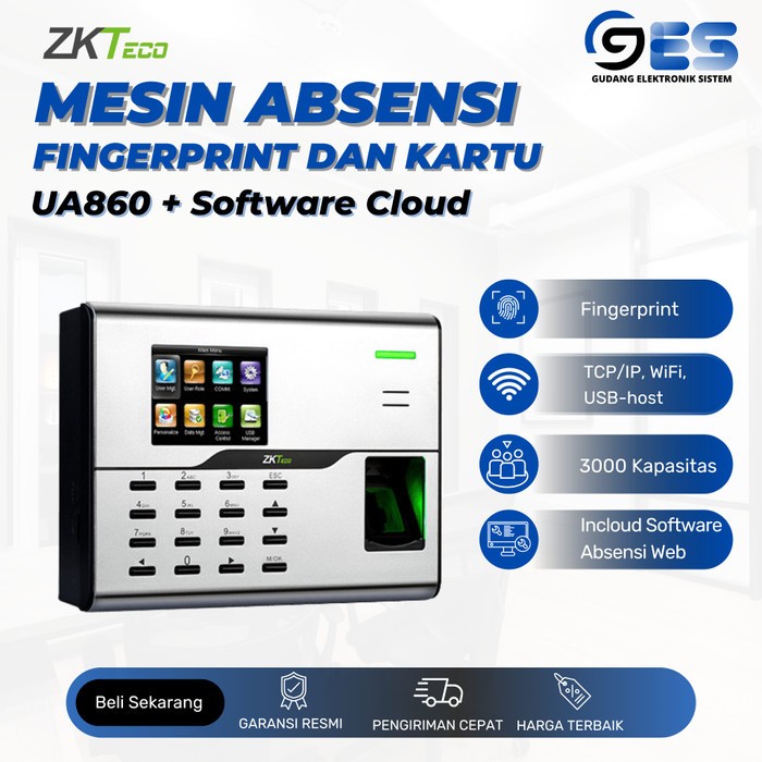 Jual MESIN ABSEN FINGERPRINT ZKTECO UA860 BISA WIFI PLUS SOFTWARE CLOUD ...