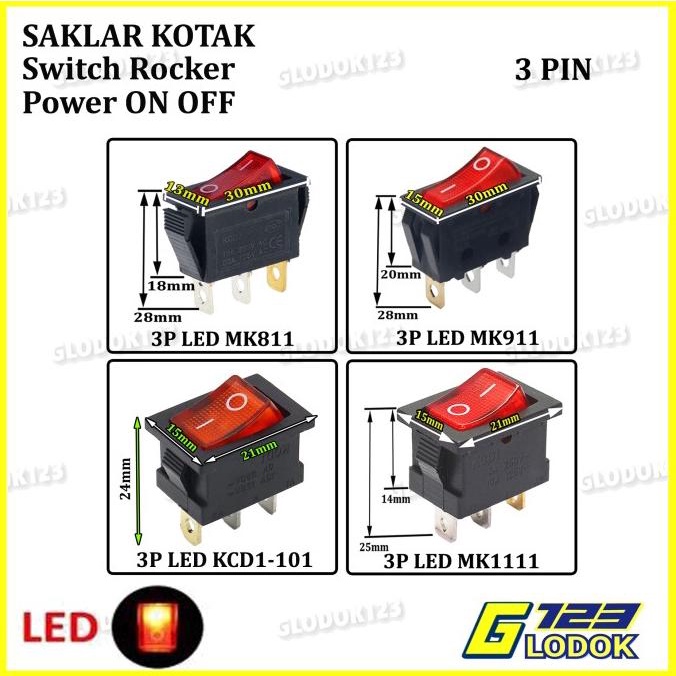 Jual Saklar Power Switch SPST Tombol ON OFF Roker Rocker Kecil 3 PIN ...
