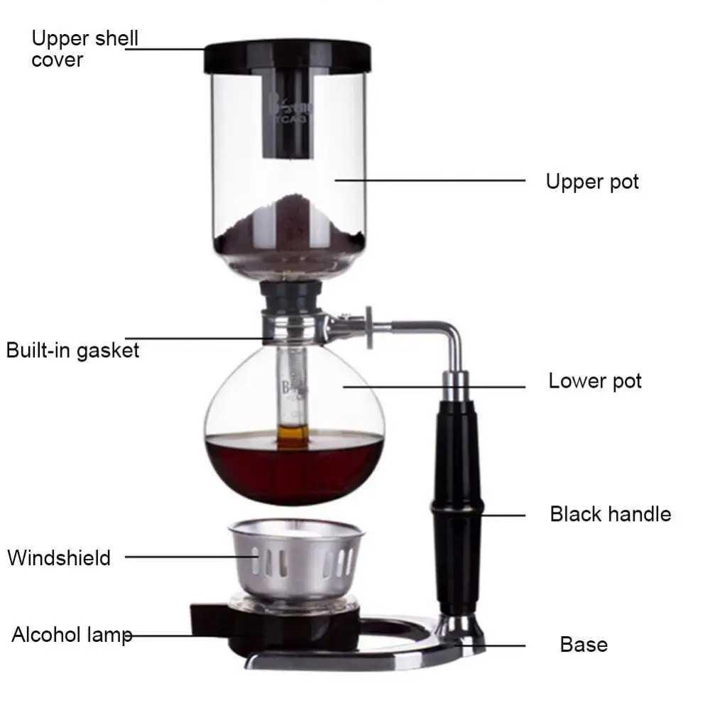 Jual Eworld Syphon Coffee Maker Manual Brew Vacuum Pot 5 Cups 500ml ...