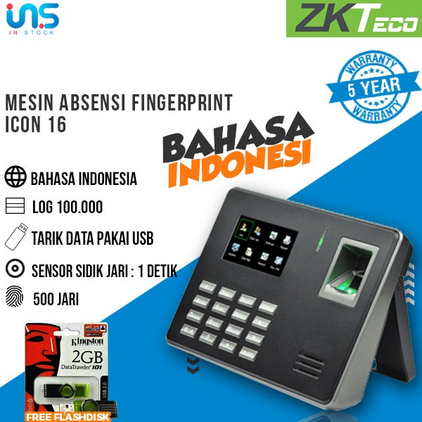 Jual FINGERPRINT ICON 16 MESIN ABSENSI SIDIK JARI SEPERTI FINGER PRINT A3 | Shopee Indonesia