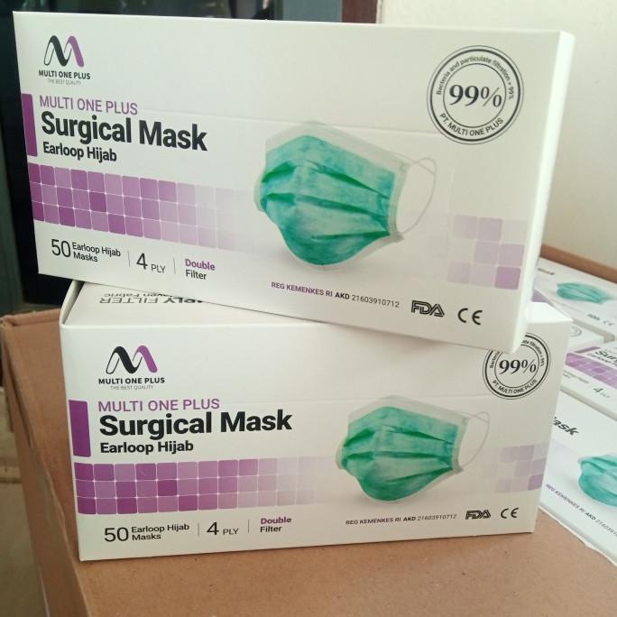 Jual Terbaru Surgical Mask Earloop Hijab Multi One Plus 4 Ply Isi 50 ...