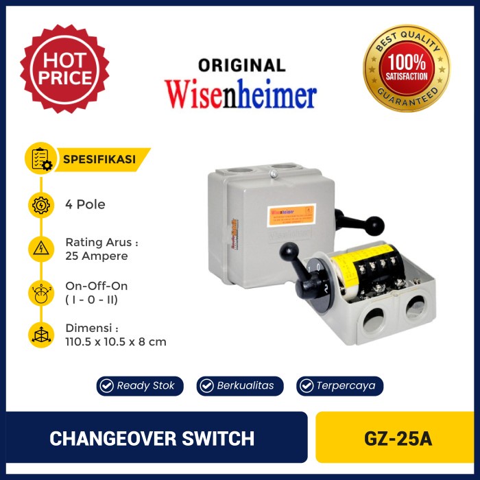 Jual CHANGE OVER SWITCH 4P 25A WISENHEIMER COS OHM SAKLAR GENSET 25 A KUAT | Shopee Indonesia
