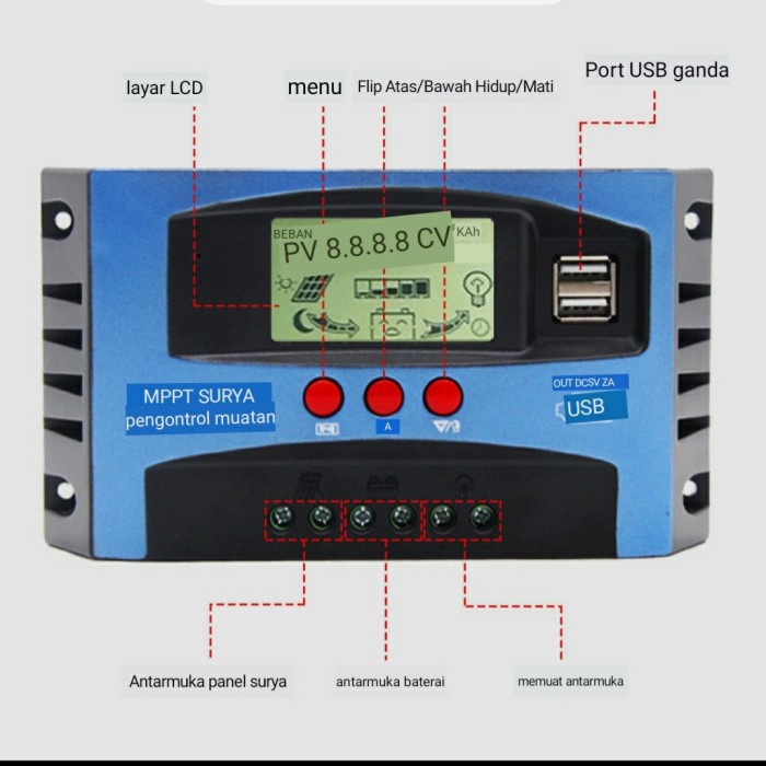 Jual MPPT 100A sollar charger controller scc solar panel surya plts 12V/24V | Shopee Indonesia