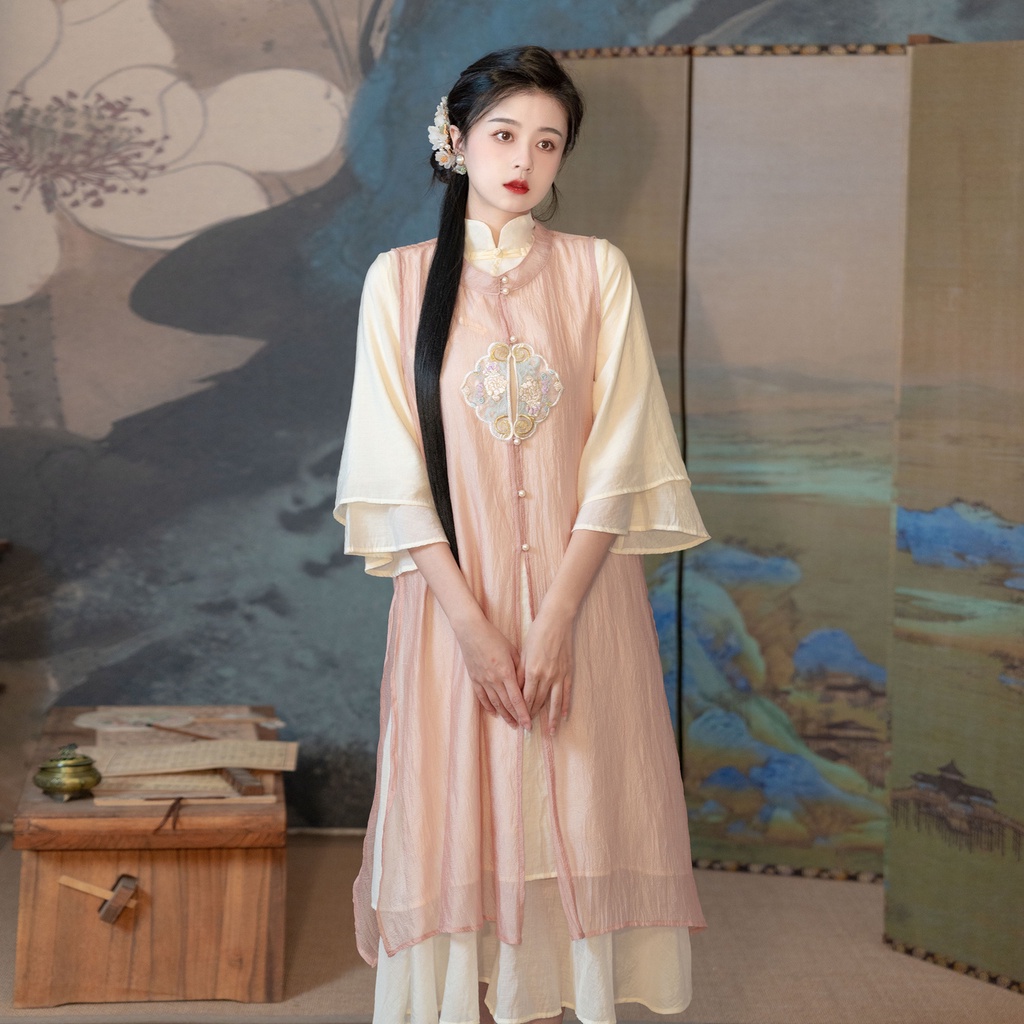 Jual Improved Hanfu Female Pink Han Elements Dress Cloud Pattern ...