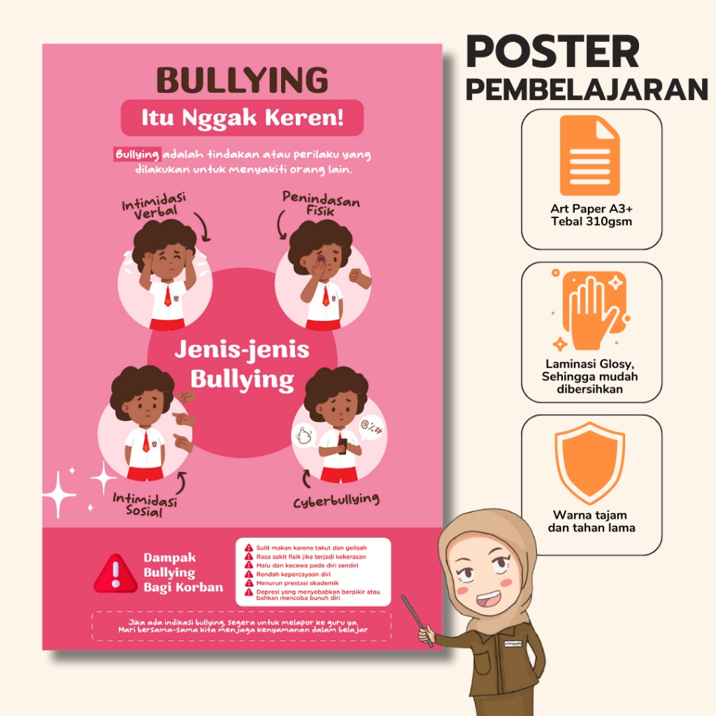 Jual Bu Guru Ria - Poster Stop Bullying di Lingkungan Sekolah Disertai ...