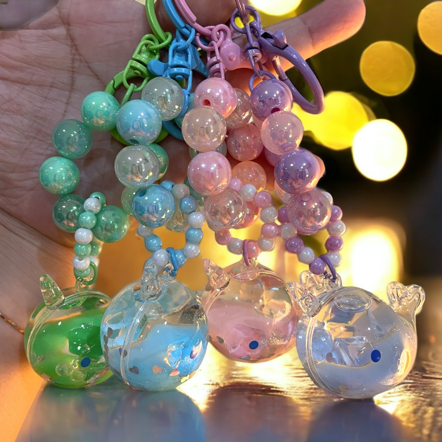 Jual KeyChain Gantungan Kunci Liquid Dolphin Lumba Lumba Cute Bead Big ...