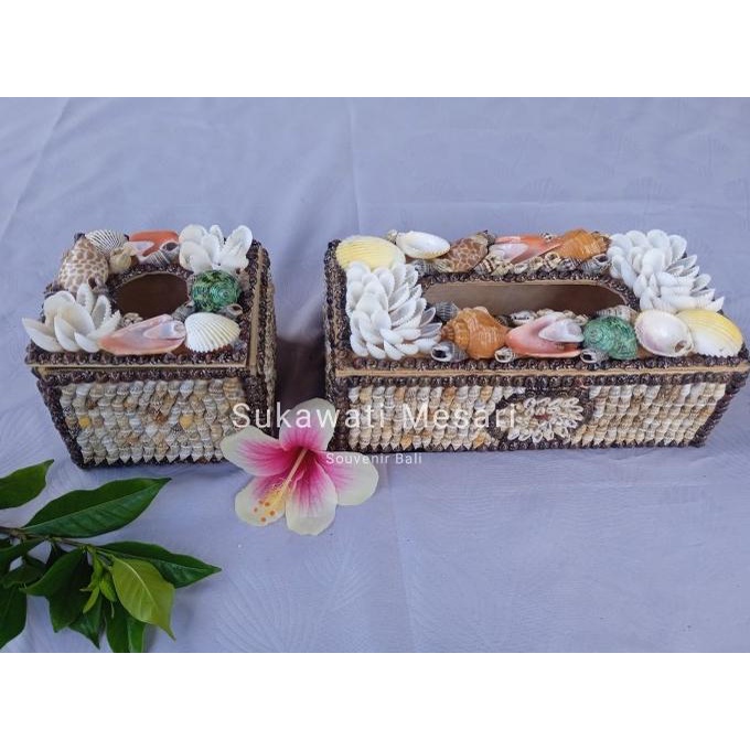 Jual Open DS] Tissue Box Tempat Tisu Unik Hiasan Kerang Laut Kerajinan ...