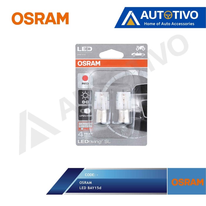Jual OSRAM LED DRIVING BASIC S25 P21/5W RED LIGHT BAY15D LAMPU REM ...
