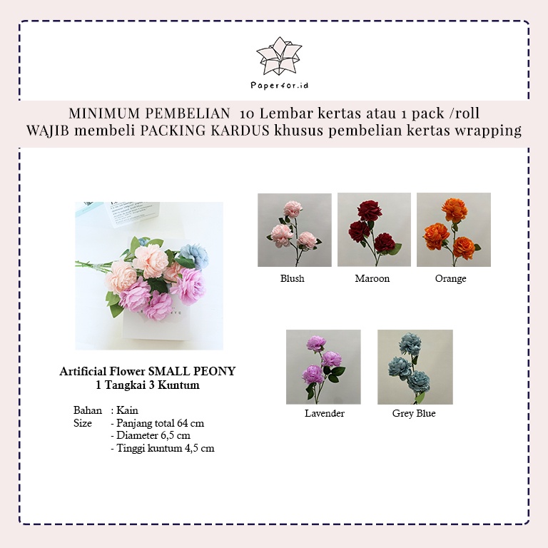 Jual ARTIFICIAL FLOWER / BUNGA PALSU SMALL PEONY 1 IKAT ISI 10 TANGKAI ...