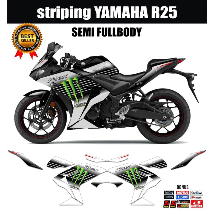 Jual Stiker Striping Variasi Yamaha R25 Semifull / Decal Sticker Motor ...