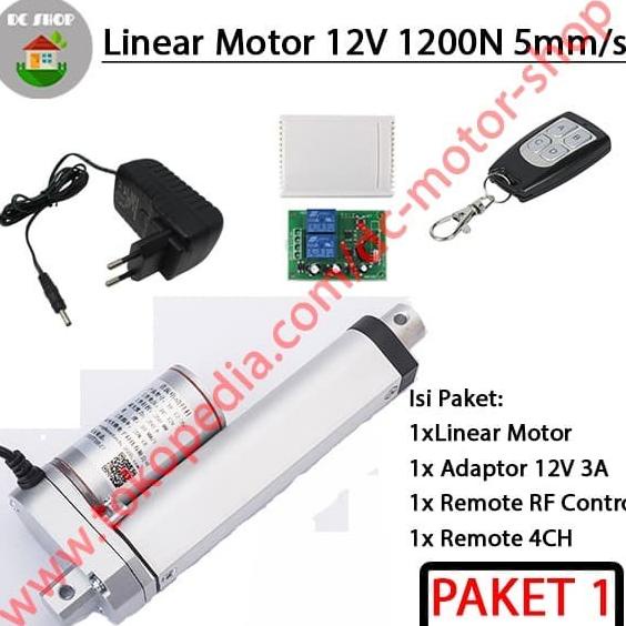 Jual Linear Motor 50Mm 12V Dc 5Mm/S 1200N / 120Kg Linear/ Tubular ...