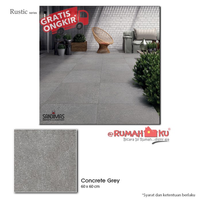 Jual SANDIMAS LANTAI GRANITE CONCRETE GREY 60X60 MATT 1DUS ISI 4= 1 ...