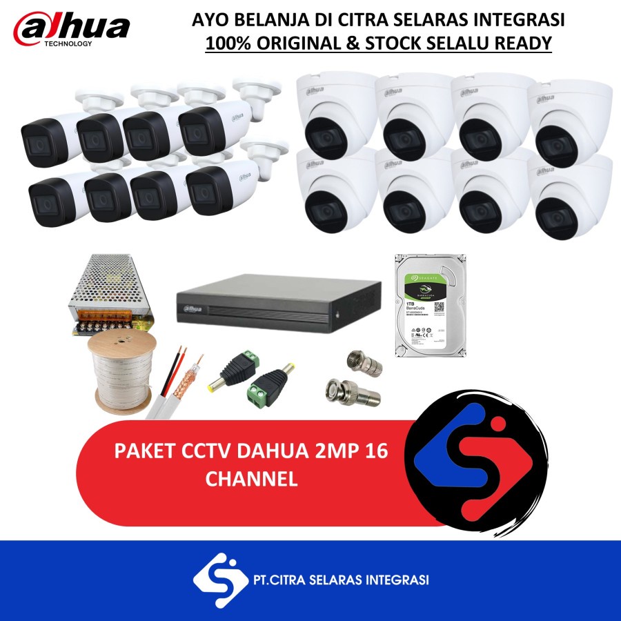 Jual PAKET CCTV DAHUA 2MP 16 CHANNEL | Shopee Indonesia
