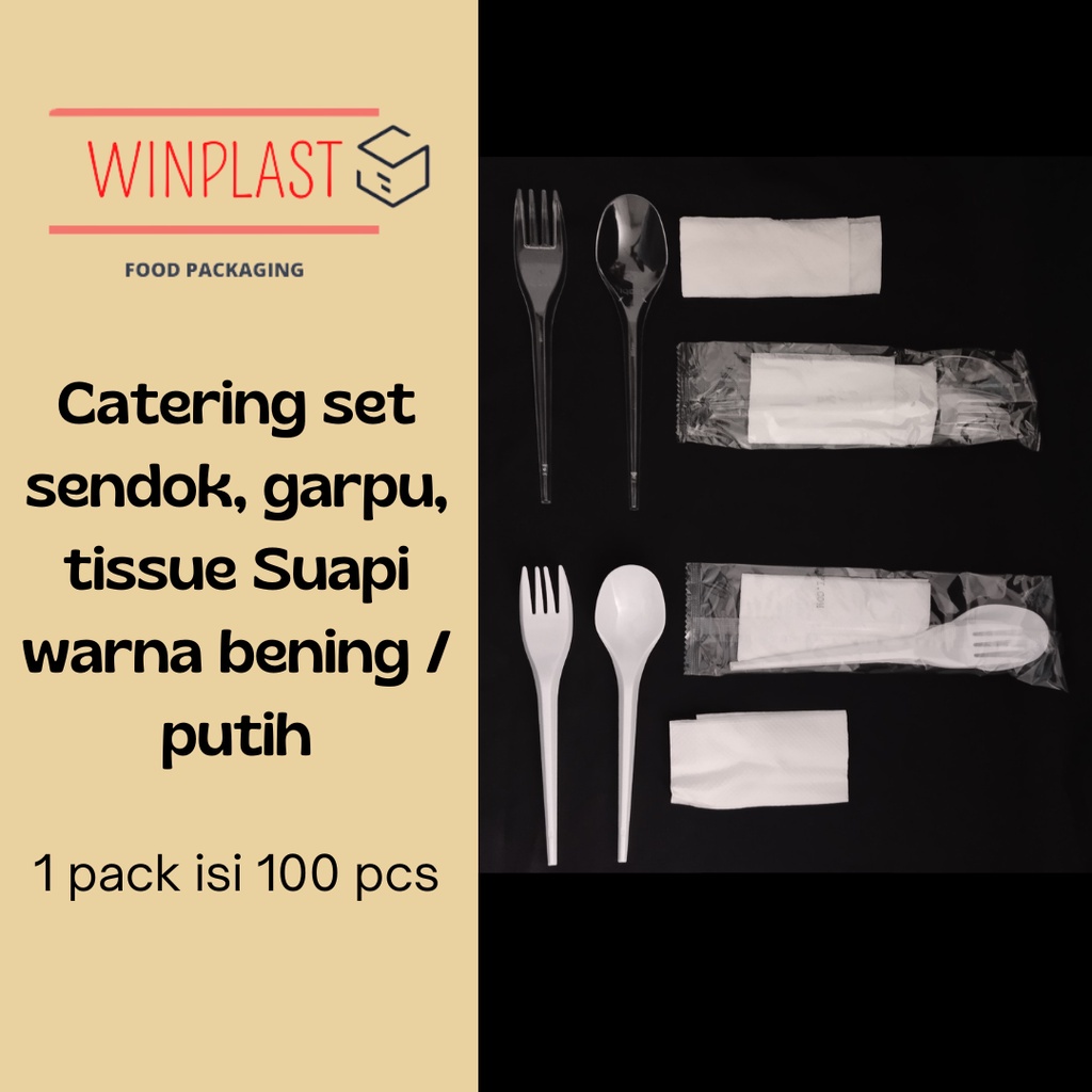 Jual Suapi Catering Set (Sendok,Garpu,Tissue) isi 100 set | Shopee ...