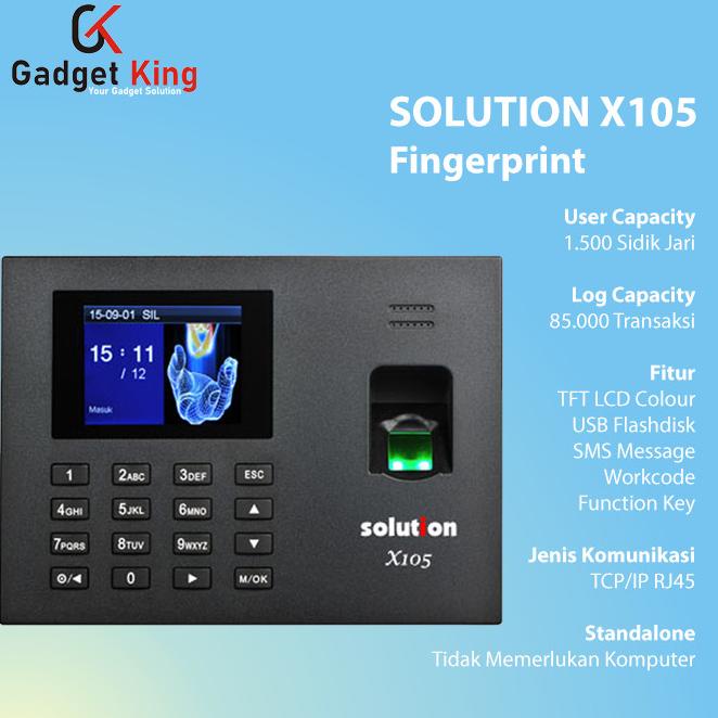 Jual Solution X105 Fingerprint Mesin Absensi Alat Absen Sidik Jari ...