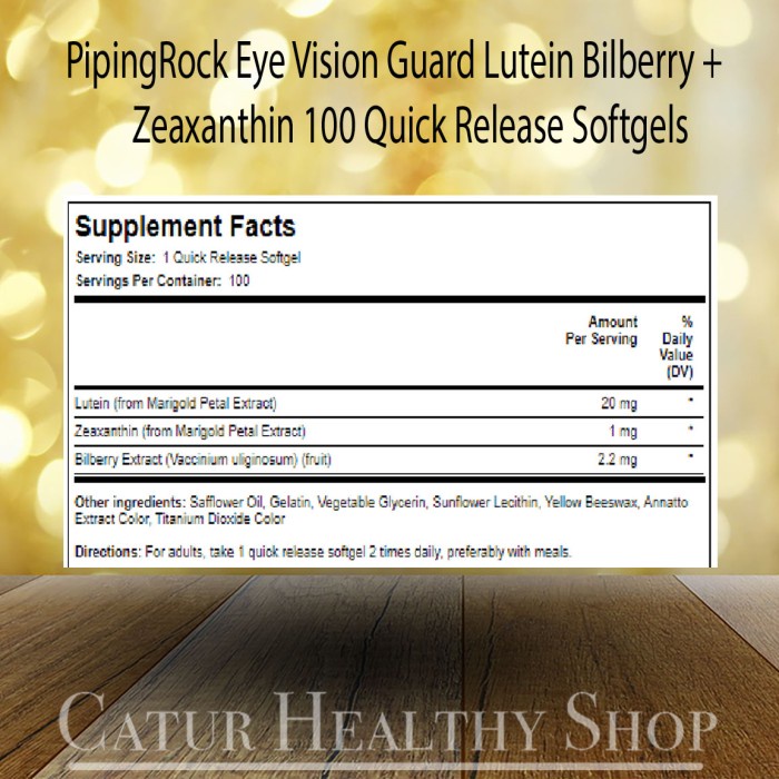 Jual Pipingrock Eye Vision Guard Lutein Bilberry+Zeaxanthin 100 ...