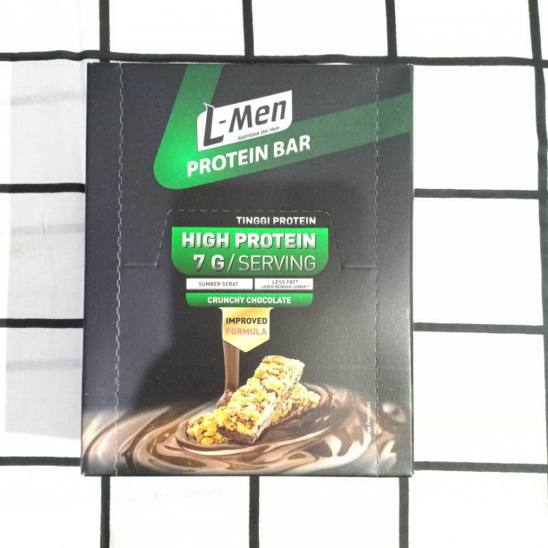 Jual L-Men Protein Bar Crunchy Chocolate Box 12 Sachet | Shopee Indonesia