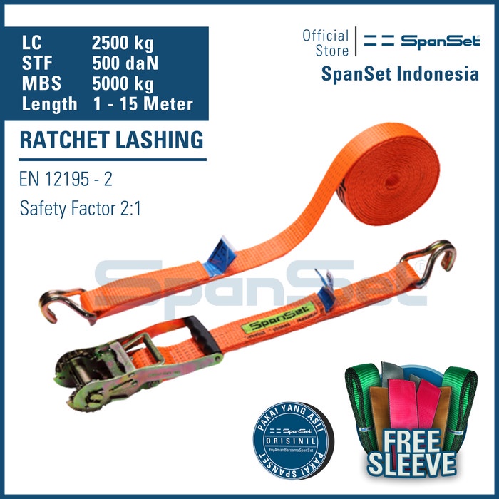Jual SpanSet Ratchet Lashing Tipe 1857 Claw Hook Kapasitas Ikat 2,5 ton ...