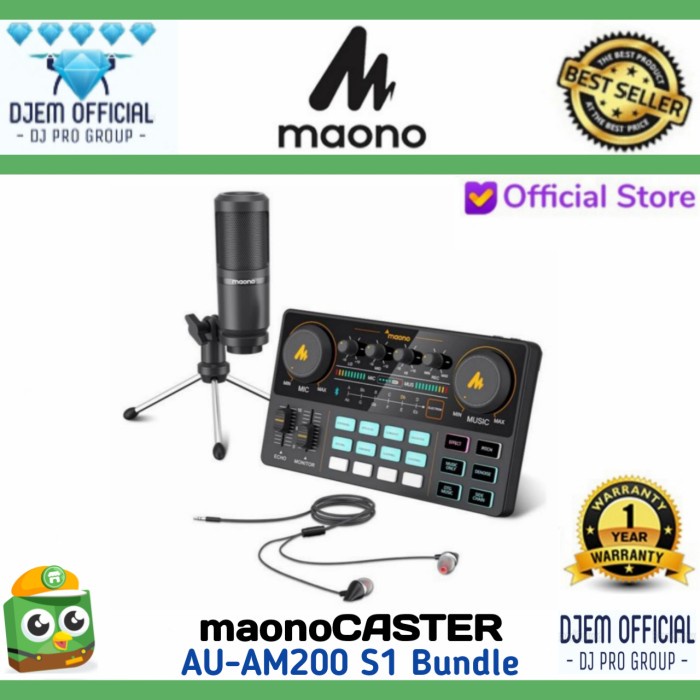 Jual MAONO CASTER Lite AU-AM200 S1 Bundle Mixer Podcast Sound card ...