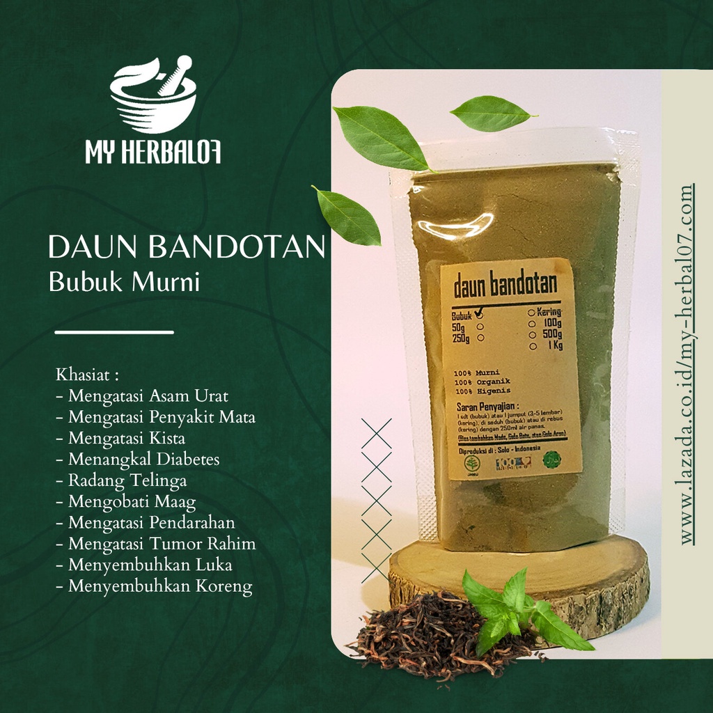 Jual Herbal Kesehatan Daun Bandotan Bubuk / Ageratum Conyzoides 100 ...