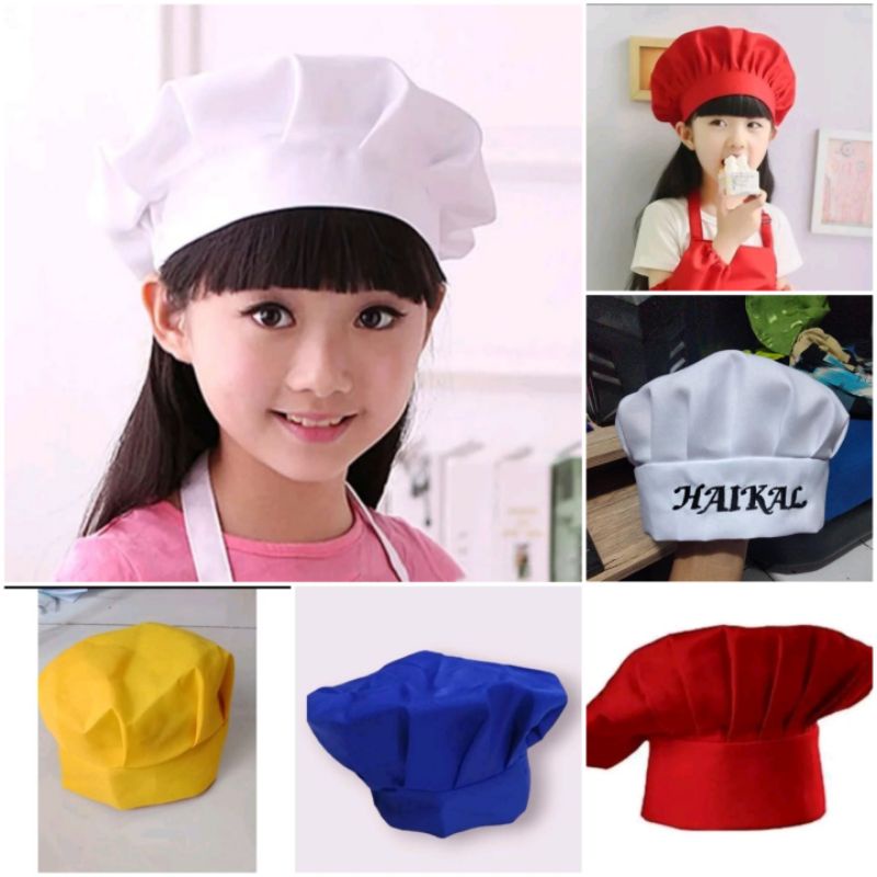 Jual TOPI KOKI ANAK usia TK_SD Topi shef Anak gratis bordir nama ...
