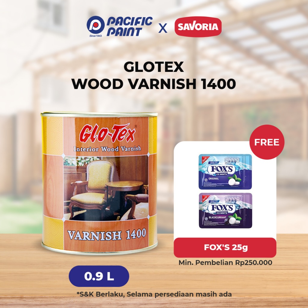 Jual Glotex Wood Varnish 1400-Produk khusus varnish di interior-0.9liter | Shopee Indonesia