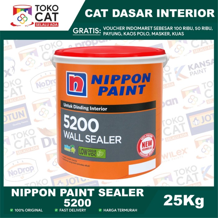 Jual Cat Dasar Tembok Interior Nippon Paint 5200 Wall Sealer 25 Kg Pail ...