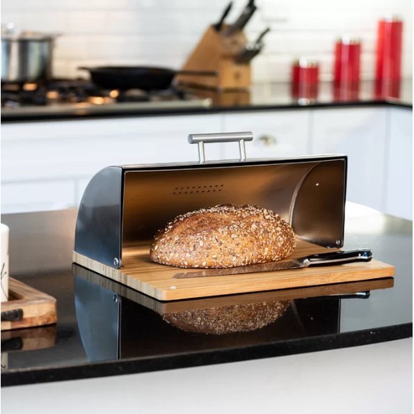 Jual Promo Tempat Roti Transparan Tawar Bread Box Alas Kayu Tutup ...