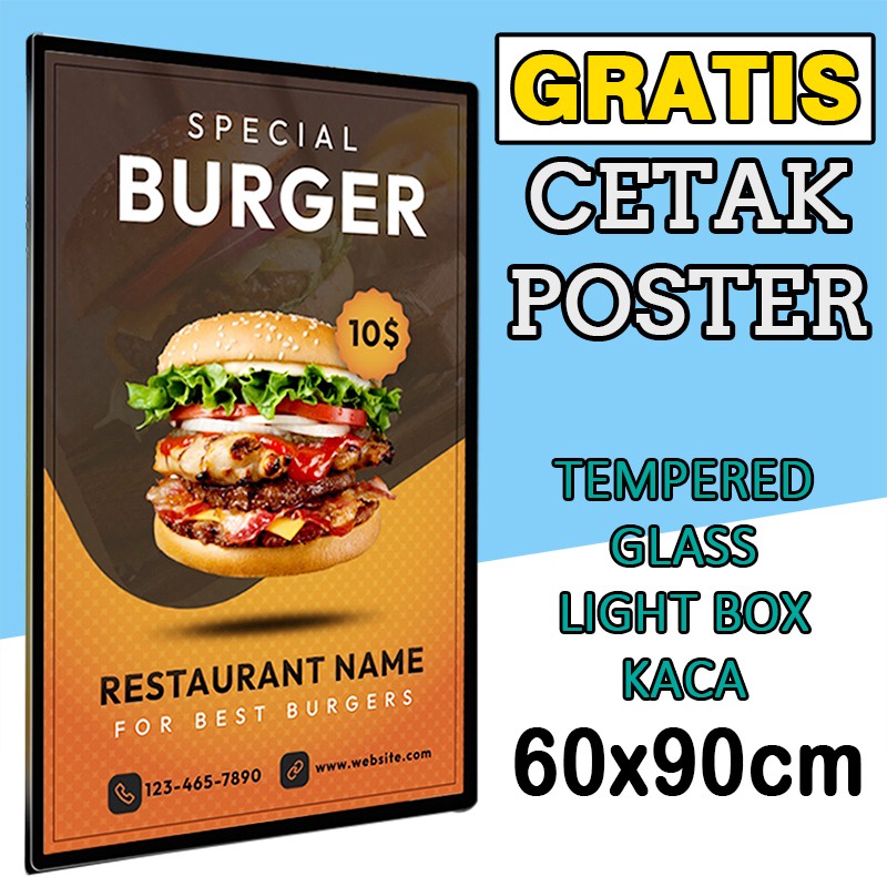 Jual LED Photo Menu Layar kaca Lightbox Menu 60x90cm Display Menu ...