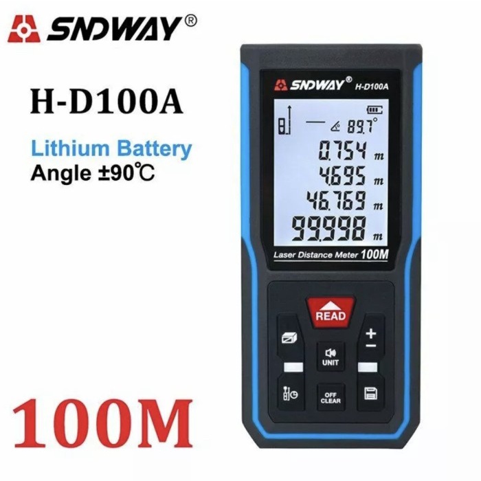 Jual SNDWAY H-D100A Meteran Digital 100 M Laser Range Finder ...
