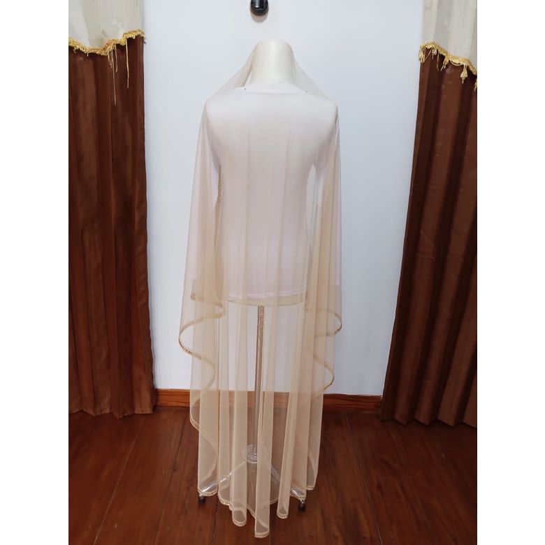 Jual [Panjang 160 Coklat Muda] Kerudung Gantin Mutiara / Slayer Gantin ...