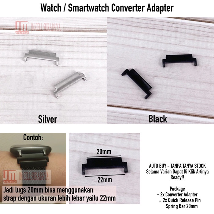 Jual Watch Strap / Smartwatch Band Tali Jam Converter Adapter Lugs 20Mm ...
