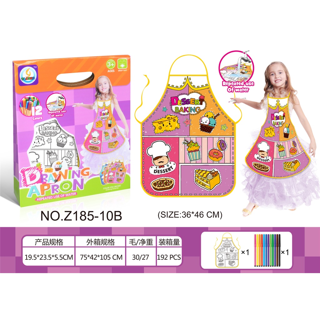 Jual Mainan Anak Mewarnai Celemek Apron Drawing Coloring Creative ...