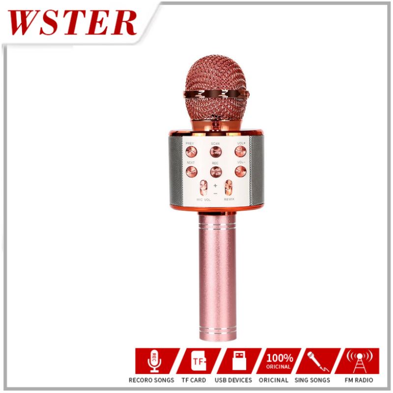 Jual WSTER Original Mic Karaoke microphone Bluetooth wireless WS-858 | Shopee Indonesia