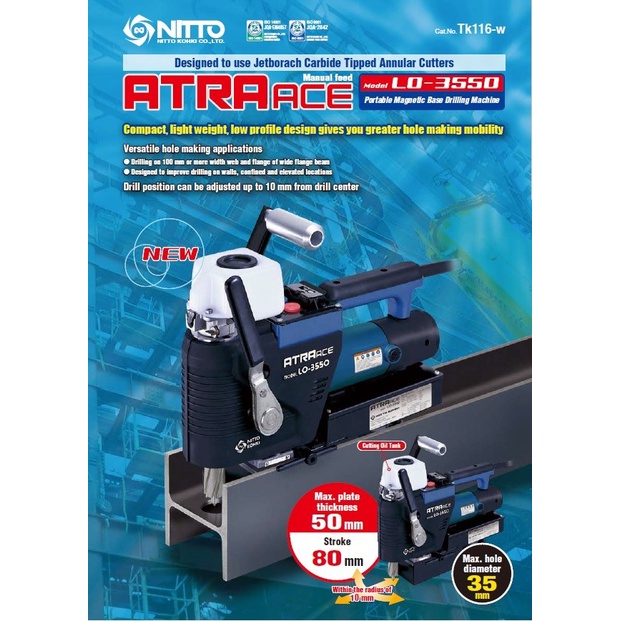 Jual Ready Portable Magnetic Base Drilling Machine Nitto Kohki Lo-3550 ...