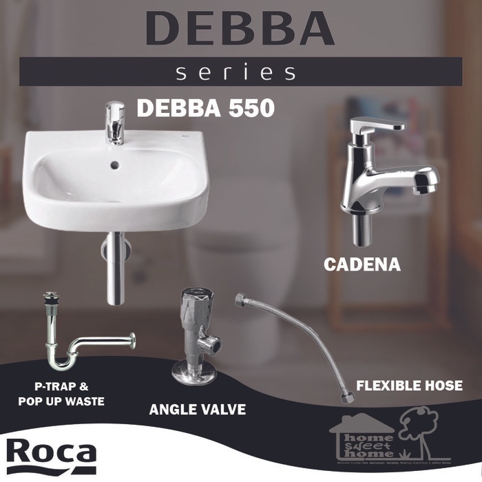 Jual Ori Promo Sale Roca Wastafel Debba 550Mm Complete Set Kran Cadena ...