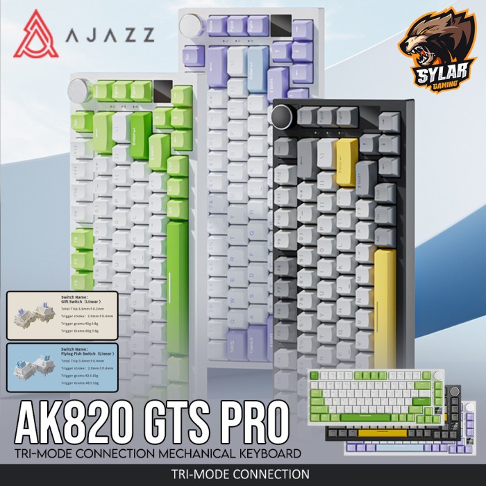 Jual Ajazz Ak820 Gts Pro 75% Tri-Mode Connection Mechanical Keyboard | Shopee Indonesia