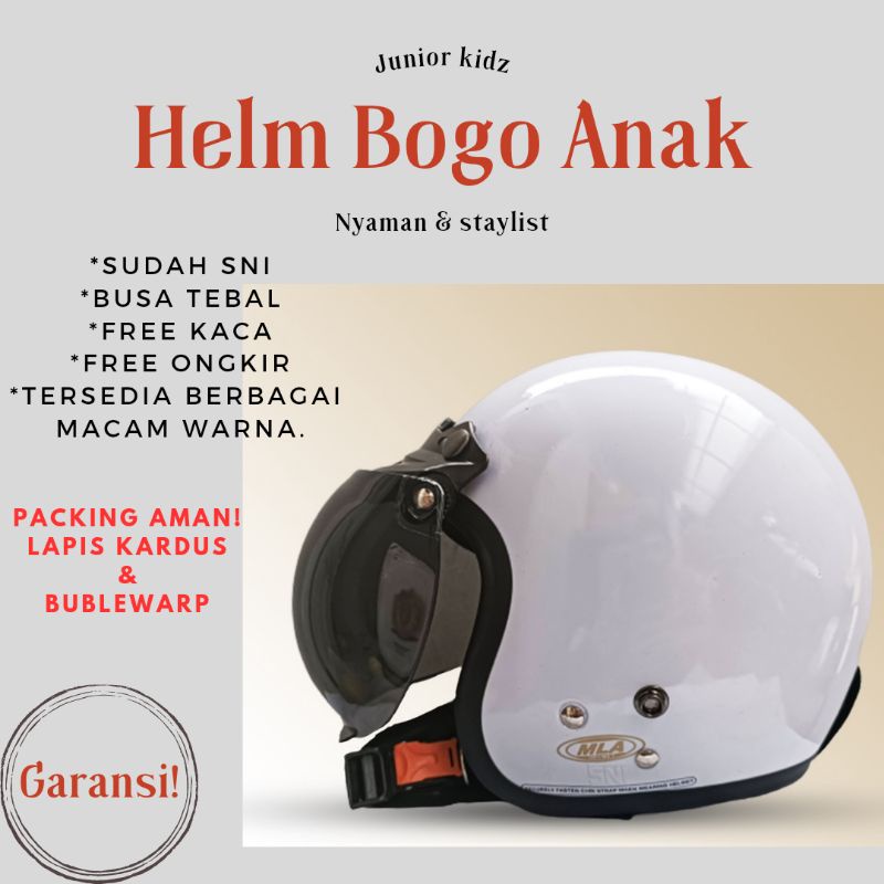 Jual Helm Bogo Anak Putih Polos SNI Usia 3-9 Tahun +ped Acrilyc Helem ...