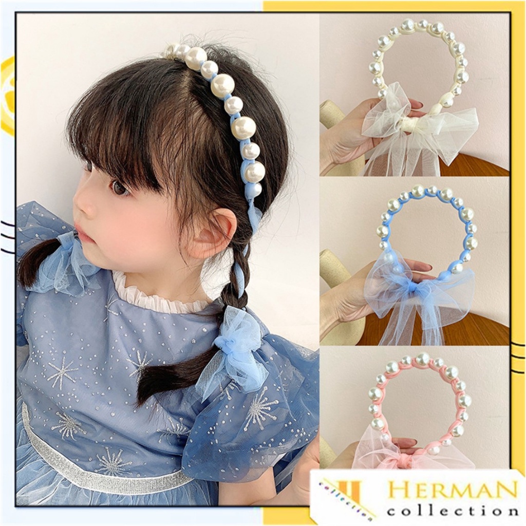 Jual HC Bando Mutiara Rambut Ikat Premium Gaya Korea Bandana Anak Tali ...