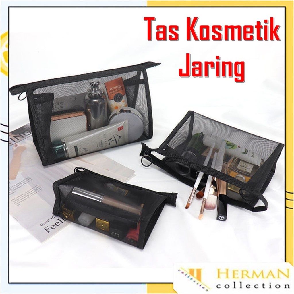Jual HC Tas Kosmetik Traveling Pouch Kosmetik Transparant Jaring ...
