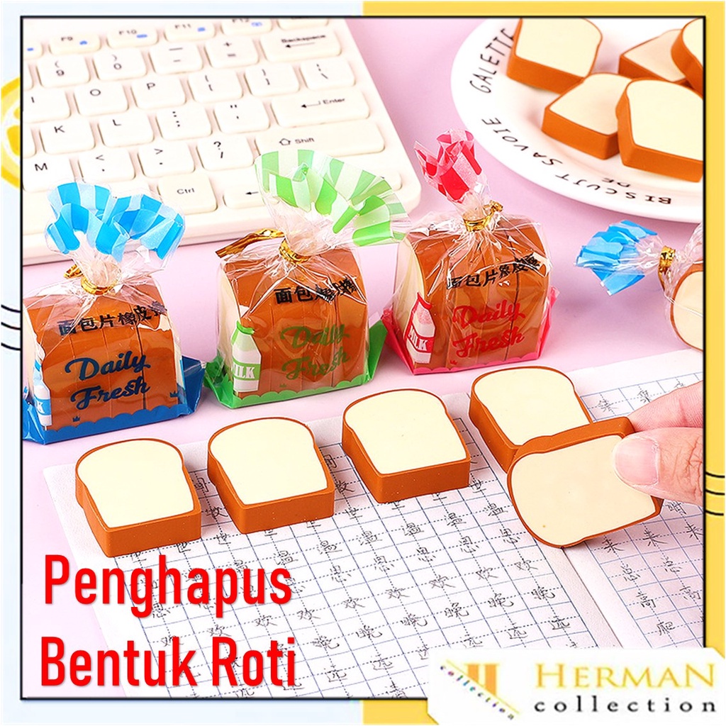 Jual HC Penghapus Pensil Karakter Roti Tawar Isi 4Pcs Eraser Toast ...