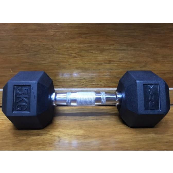 Jual Dumbell Rox Hexa Rubber//Dumbell Barbel 5kg | Shopee Indonesia