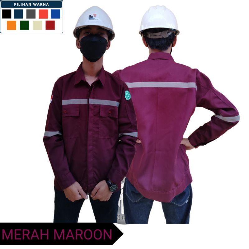 Jual Baju kerja proyek / Seragam kerja lapangan / kemeja safety Merah ...