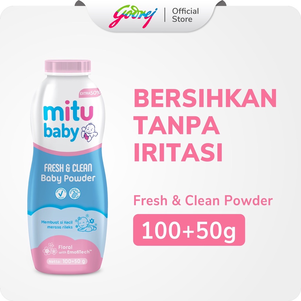 Jual Mitu Baby Powder Fresh & Clean Pink Floral 100 + 50 gr - Bedak ...