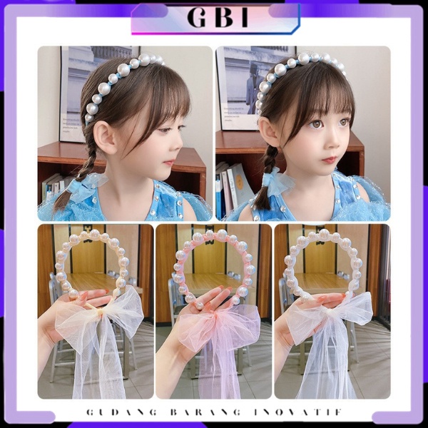 Jual GBI Hairband Ribbon Pearl Pita Tulle Panjang Bando Dewasa Bando ...
